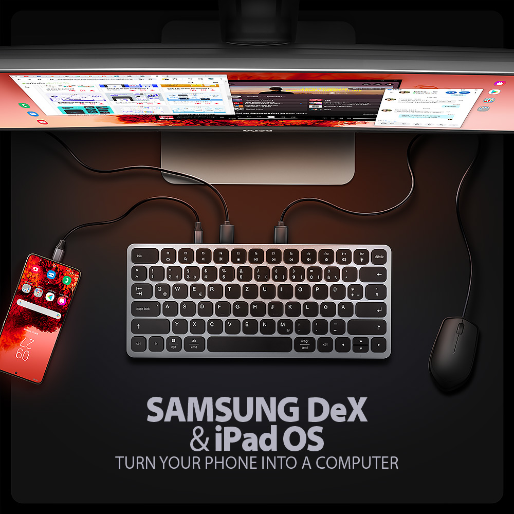 HMC-KB-GE USB-C 5Gbps KEYBOARD (GE) 9in1 Hub | Axagon